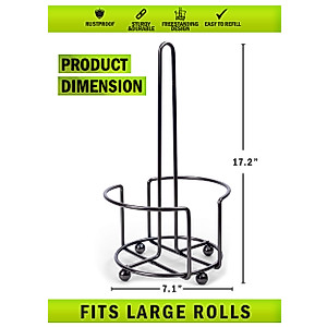 Totally Kitchen Paper Towel Holder | Simple Tear Standing Paper Towel Dispenser | Heavy Duty Metal Construction | Fits Rolls | Gun Metal