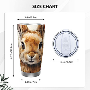AYCZN Cute Bunny Flower 20 OZ Tumbler Stainless Steel Travel Coffee Mug, Spring Floral Rabbit Insulated Water Bottle with Lid Leakproof Thermal Cup