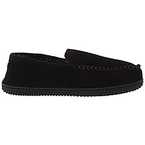 Dearfoams Men's Niles Corduroy Moccasin Slipper, Black, Small