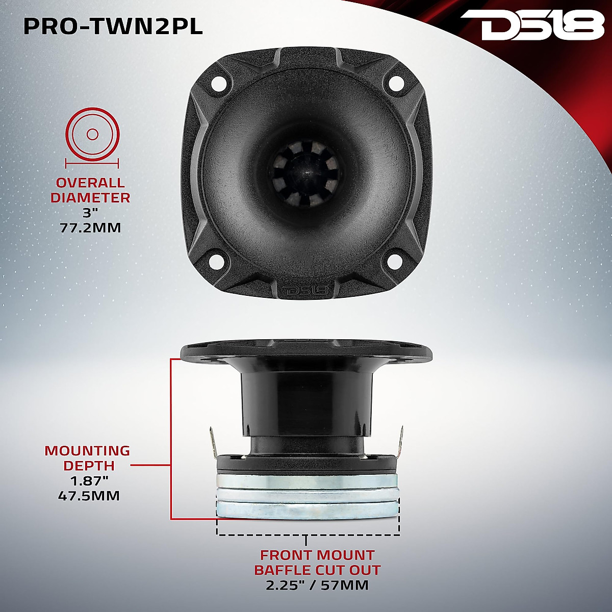 DS18 PRO-TWN2PL 3" High Compression Super Bullet Tweeter with 1" Polyester Voice Coil and Neodymium Magnet Tweeters are The Best in The Pro Audio and Voceteo Market (1 Speaker)