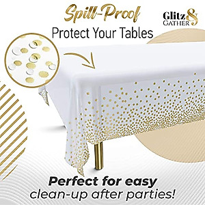 Glitz&Gather Heavy Duty Plastic Table Cloth For Parties Disposable 4 Pack, 54''x108'' for Rectangle Table |Decorative Durable,Waterproof & Wrinkleless Gold TableCloth |Plastic Table Cover For Weddings