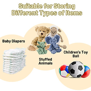 2 Pack Stuffed Animal Storage Net for Kids, Bedside Toy Organizer Net - Neatly Store Your Stuffed Animals, Cotton Bedside Stuffed Animal Storage Net with Tether, Stretches up to 32 Inches, Beige
