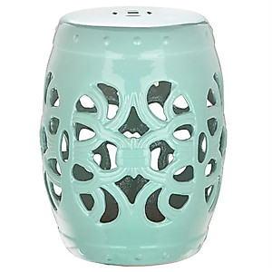 FAIRAH Decorative Ceramic Garden Stool, Glazed Hollow Ceramic Drum Stool, Suitable for Living Room, Balcony, Garden, Etc (Color : Green)