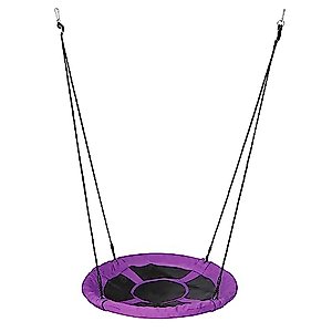 HomGarden Saucer Tree Swing Purple Set 40" Waterproof Round Outdoor Nest Spinner Web Tree Swing 800 lbs Weight Capacity Durable Steel Frame w/Adjustable Nylon Ropes Kids, Teens Adults