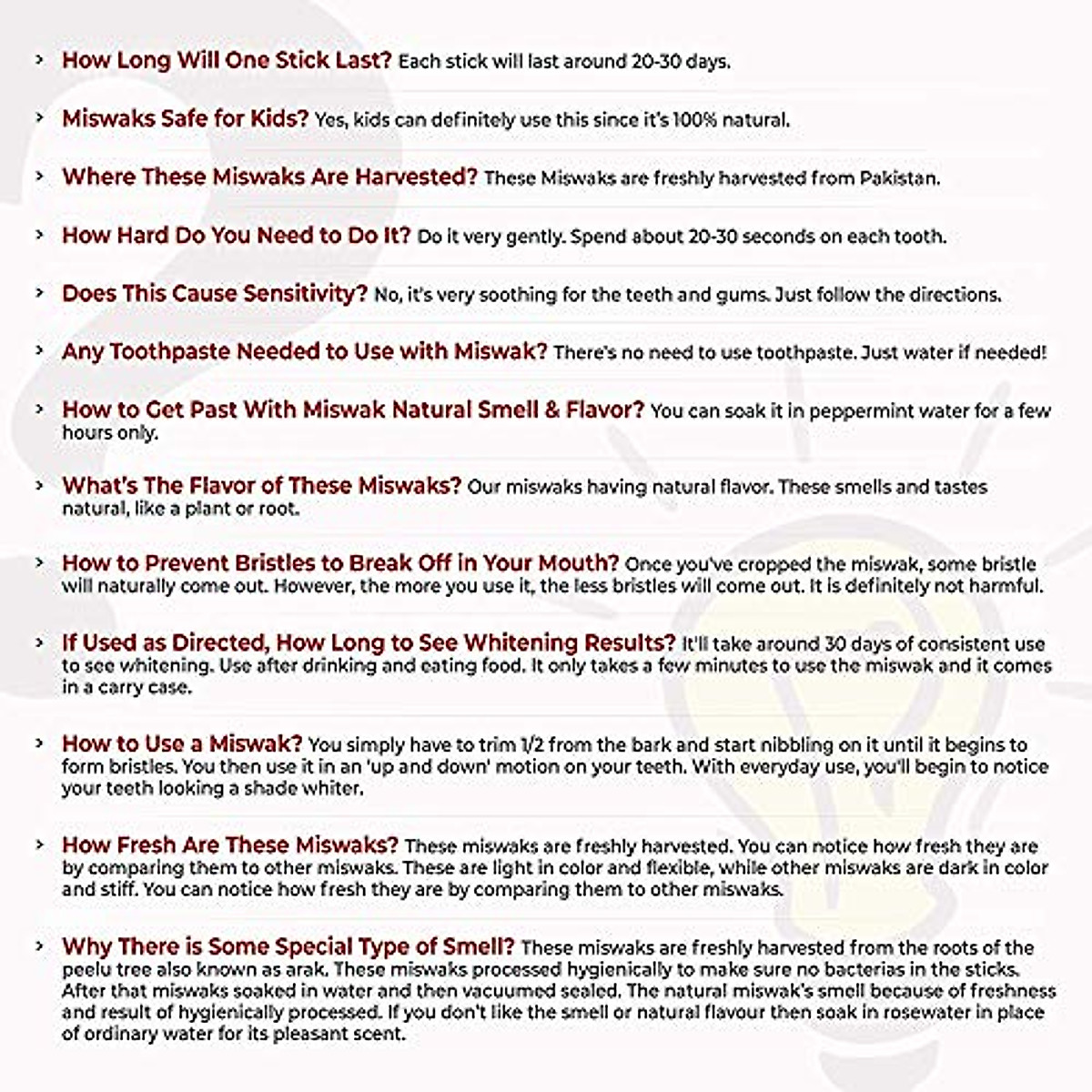 GOWO 3 Pack Miswak Sticks and Holders - Natural Teeth Whitening Kit - Natural Toothbrush - No Toothpaste Needed - Herbal Teeth Whitener and Breath Freshener - (Includes 3 Sticks and 3 Holders)