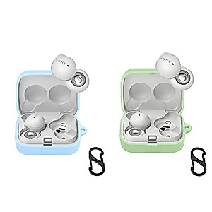 2 Pack DAYJOY Soft Silicone Protective Case Cover Compatible with Sony LinkBuds WF-L900 Earphone, Protective Skin Sleeve with Key Chain (Light Blue+Light Green)