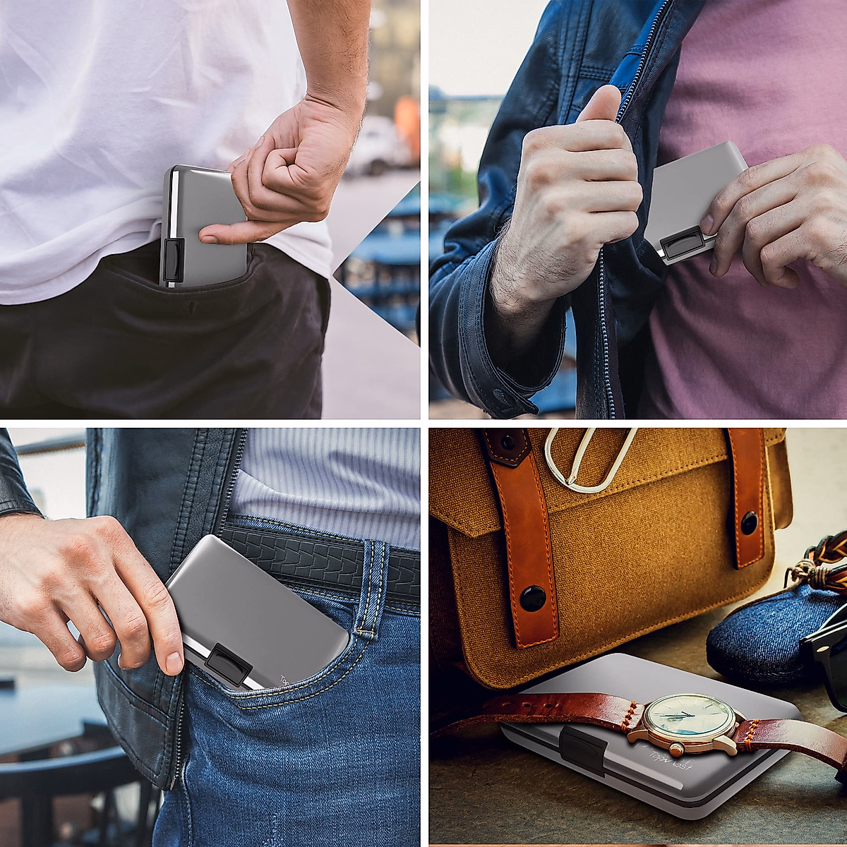 TopMost Aluminum Wallet, Card Case Wallet, Metal RFID Credit Card Holder for Men & Women, 6 Cotton Slots for 12 Cards And Bills, Rfd Protective (Silver)