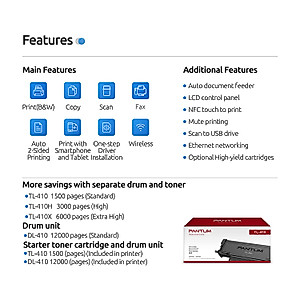 Pantum M7202FDW All-in-One Laser Printer Copier Scanner Fax, High Print and Copy Speed, Auto-Duplex Printing, with Wireless, Ethernet & USB Capabilities (V2W81B)
