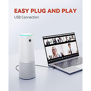 NUROUM C20 HD 1080P Conference Webcam, Video Conference Camera with Mic and Speaker, All-in-1 Ultra Wide-Angle 100° Webcam with Microphone, 13ft Voice Pickup, AI Noise-Cancellation, USB Plug&Play