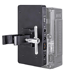 Fomito V-Lock V Mount Battery Adapter Plate with Super Clamp for Lighting Stand,Tripod, Support Rod, with D-TAP/DC/USB Power Output for Camcorder, DSLR Camera, LED Video Light, Monitor, Microphone