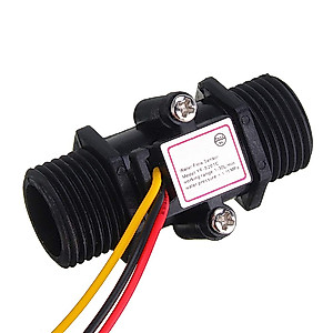 Taidacent 2PCS G1/2 DN15 Plastic Flow Sensor Transparent Liquid Turbine Flow Meter High Precision Hall Sensor Water Flow Sensor Switch urbine Flowmeter Pulse Signal Output (Black)