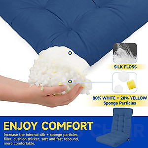 ROFIELTY Rocking Chair Cushions. 42x18 Inch Double Non-Slip Chair Cushions for Rocking Chairs Indoors/Outdoors, Tufted Fine Adirondack Chair Cushion.(Sky Blue)