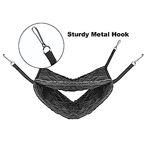 Petmolico Double Bunkbed Rat Hammock, Small Animal Hideaway Sleeping Swing Cage Accessories for Guinea Pigs Chinchilla, Fits 2 Ferrets or 5 More Rats, Gray
