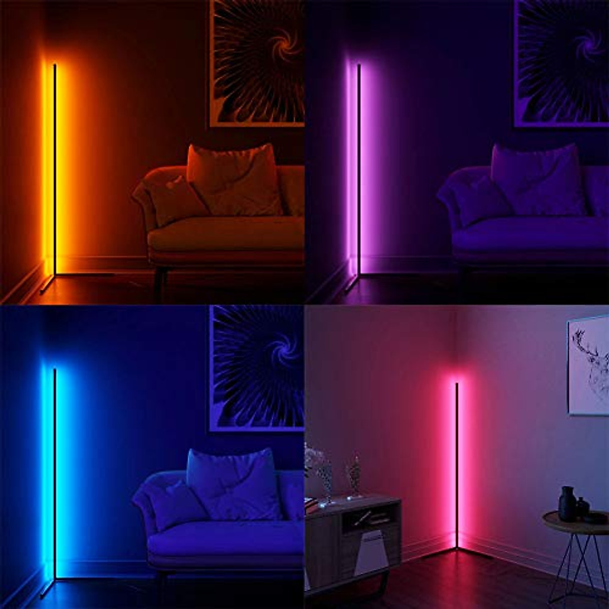 Corner Floor Lamp Nordic Modern Night Standing LED Floor Lamp Design Bedroom LED Living Lighting Dimmable Bedroom Decor Floor Light,Black