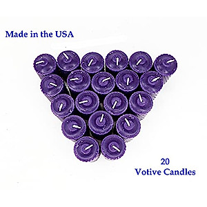 Purple Plumeria Scented Votive Candles - 15 Hour Long Burn Time - Textured Finish - Box of 20