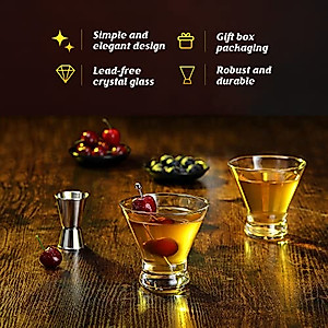 Martini Glasses Set of 2, Elegant Crystal Martini Glasses in Gift Box, 8 oz Hand Blown Cocktail Glasses for Bar, Cocktail Party,Martini Cosmopolitan, Manhattan, Gimlet, Cocktail Glassware gift set