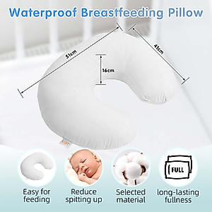 LAT Waterproof Nursing Pillow for Breastfeeding,Waterproof Removable Cover,Ergonomic Breast Feeding Pillows Baby for Baby Boys and Girls,Machine Washable(White)