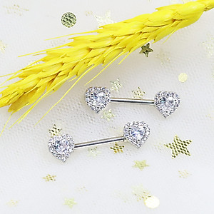 BODY16G CZCZ 14G Nipple Ring 316L Stainless Steel Nipple Barbell Nipple Barbells CZ Nipple Ring Body Piercing Jewelry for Women Men