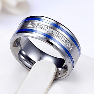 LOVERSRING 3pc Two Rings His and Hers Couple Rings Bridal Sets His Hers Women White Gold Filled Heart Cz Man Stainless Steel Wedding Ring Band Set