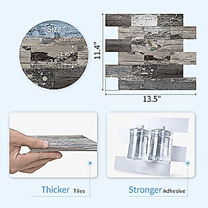 Art3d Peel and Stick Distressed Wood Backsplash Tile, 5-Pack of 13.5"x11.4inches, Made Out of PVC Composite