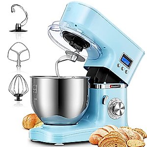 HAUSWIRT Stand Mixer,1000W 8+P Speed Tilt-Head Kitchen Mixers with LCD Display Timer,Planetary Mixing Food Mixer with Stainless Steel Bowl,Dough Hook, Beater & Wire Whip
