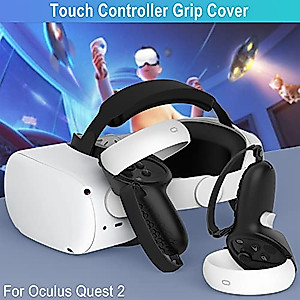AMZDM Controller Grip for Oculus Meta Quest 2 Accessories Grips Cover for VR Touch Controllers Covers Protector with Non-Slip Joystick Covers 1Pair Black