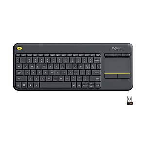 Logitech K400 Plus Wireless Touch With Easy Media Control and Built-in Touchpad, HTPC Keyboard for PC-connected TV, Windows, Android, Chrome OS, Laptop, Tablet - Black