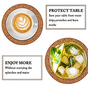 CRCHOM 16 Pack Cork Coasters with Metal Holder 4 Inch Thick Absorbent Natural Cup Coasters Heat Resistant Coasters for Drinks, Wine Glasses, Cups & Mugs