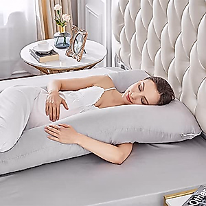 U Shaped Maternity Pillow, Maternity Full Body Pillow, Back, Leg and Abdominal Support, Maternity Sleeping Pillow, Side Sleeping Pillow with Separate Pillowcase for Easy Cleaning (grey)