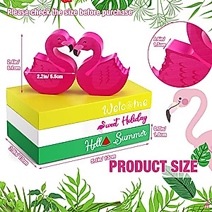 5 Pieces Summer Wooden Book Decor Flamingo Tiered Tray Decor Summer Tiered Tray Decor Farmhouse Hello Summer Sweet Holiday Stacked Book Decor Wood Table Centerpieces for Shelf Kitchen Party Decoration