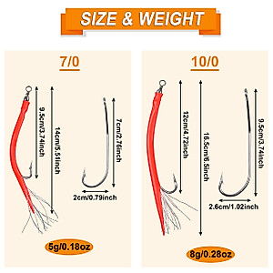 AGOOL Classic Striped Bass Tube Lures Cod Rig Tube Teaser with Stainless Steel J Hook for Offshore Trolling Striper Bass Cod Big Game Fishing Green/Red