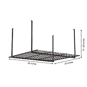 Hyloft 00625 45-Inch x 45-Inch Overhead Steel Garage Storage System, Adjustable Ceiling Mount Storage Rack, Hammertone