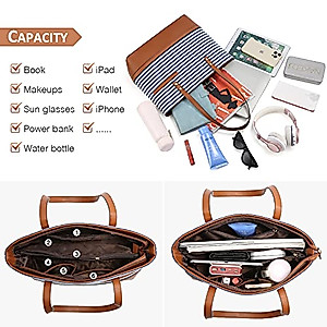 LOVEVOOK Womens Purses Satchel Handbags Shoulder Hobo Tote Bag Top Handle Crossbody 3pcs Purse Set Stripes Style