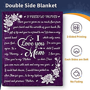 Birthday Gifts for Mom from Daughter Son, I Love You Mom Gifts Throw Blanket, Mother of The Bride Gifts, Anniversary Best Unique Gifts Idea for Mommy Her Women Wife on Mothers Day 50x60 inch