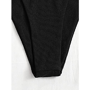 Verdusa Women's 2 Piece Triangle Bikini High Cut Bathing Suit Swimwear Black M