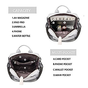 Leather Womens Backpack Purse for Women, Ladies Convertible Cute Purse Backpack and Handbags Shoulder Bag Bookbag Satchel for Travel (Medium, Light Grey)