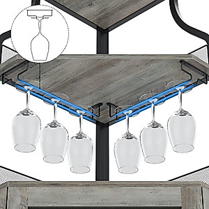 Amyove Corner Wine Bar Rack Cabinet with Detachable Wine Rack, Bar Cabinet with Glass Holder, Small Sideboard and Buffet Cabinet with Mesh Door