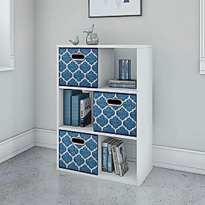 i BKGOO Cloth Storage Bins Set of 6 Thick Fabric Drawers Foldable Cubes Basket Organizer Container with Dual Metal Handles for Shelf Cabinet Bookcase Boxes Navy-Blue 10.5x10.5x11 inch