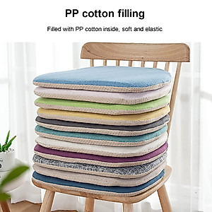 Cotton Linen Chair Cushion with Ties,Home Kitchen Chair Pad Soft Non Slip Seat Pad with Washable Cover,Dining Seat Cushion for Office Living Room Car Sitting Chair Pads-Dark gray 50x50cm(20x20inch)