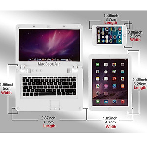 27 Pieces Dollhouse Mini Laptop Tablet and Smart Phone Newspaper Book Miniatures Hamburger Cake Coffee Juice Trolley case DIY Play Game Party Toys Accessories (Silver Set)