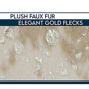 LAKKH Fourtue 4.2x6ft Faux Cowhide Rug - Synthetic Cow Hide Rug - Cowhide Rug Faux - Cowhide Rugs for Living Room Bedroom & Home Office - Plush Synthetic Fur w/ Soft Backing (Gold & Cream) (L-02)