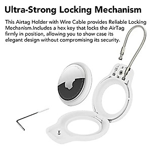 SPGUARD Compatible with Apple AirTag Secure Holder with Wire Cable,Air Tag Lock Case Keychain Key Ring Key Chain Luggage tag for Keys, Luggage & More Men Women's Keyrings & Keychains,Black (WL)