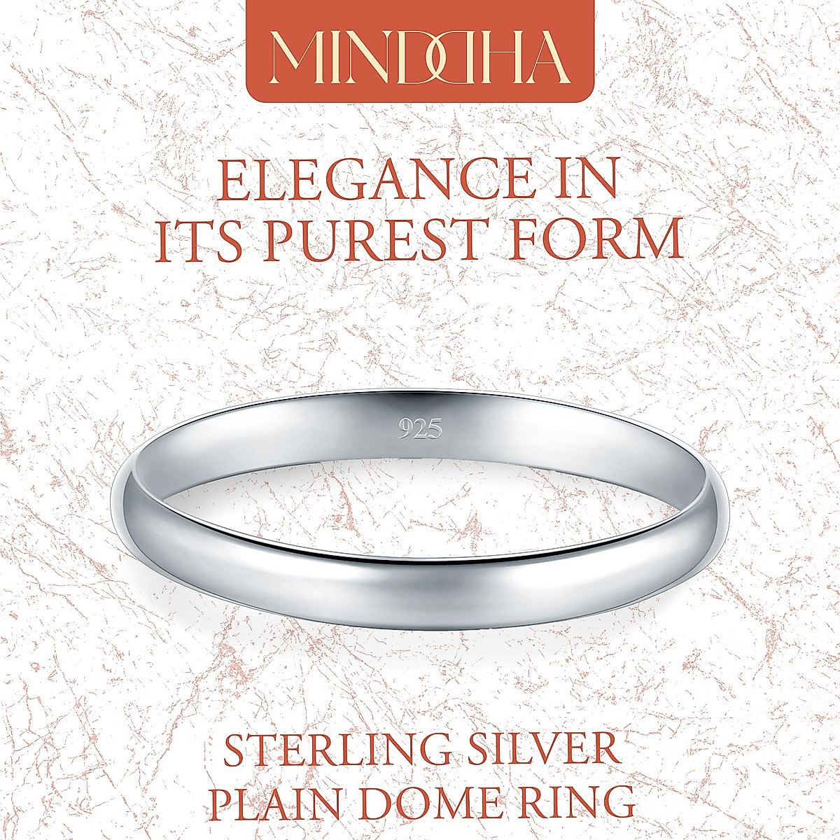 MINDDHA Sterling Silver Rings - High Polish Rings for Women, Men - Plain Dome Silver Ring - Wedding Band - Christmas, Valentines, Birthday, Mothers Day - 2mm Band Size 8