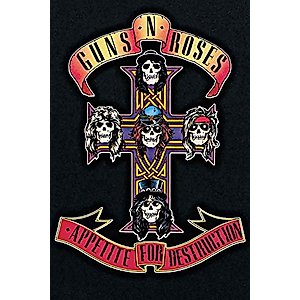 Buyartforless Guns n Roses - Appetite for Destruction 1987 36x24 Music Art Print Poster, Black, Red, Purple, Yellow, White