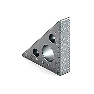 QWORK Aluminum Alloy 45 Degree Angle Ruler, Woodworking Carpenter Imperial Metric Square Triangle Ruler Angle Measurement Workshop Measurement Tool