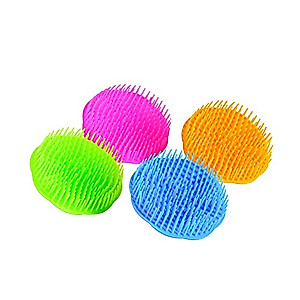 Niva Hair Scalp Massager Shampoo Brush - Flexible Scalp Exfoliator Dandruff Brush and Grass Shape Handle - Baby Shower Bath Brush Suitable for Women, Men & Pets | Pack 0f 4 (Blue-Green-Orange-Fuchsia)