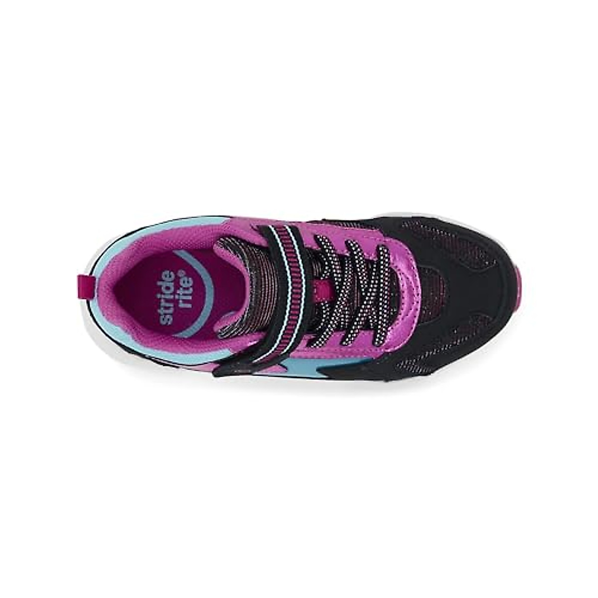 Stride Rite Girls Lighted Cosmic Sneaker, Black Multi, 2 Wide Little Kid