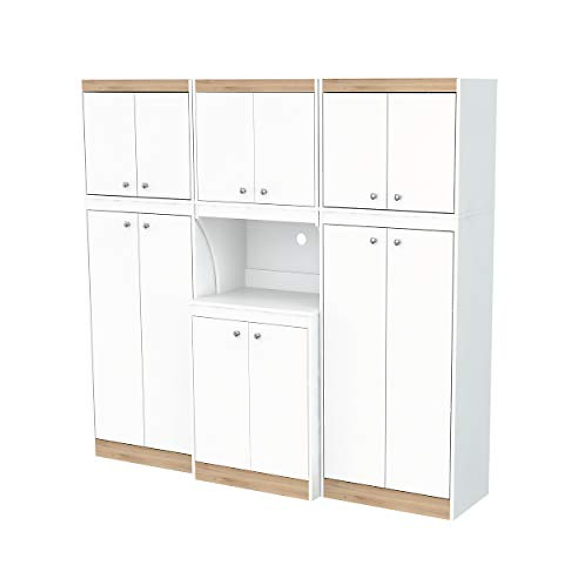 Inval Galley 3-Piece Kitchen Storage System, White and Vienes Oak