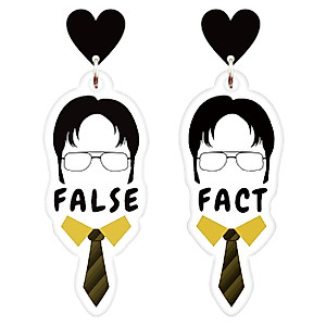 Fun Earrings, Office Dwight Schrute Costume Accessories, Office Party Favors, Office Merchandise, Office Gifts for Women (Fact False)
