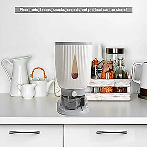 Qiveno Upgrade Rice Dispenser 20 Lbs, Large Food Storage Container with Rice Cup, Droplet Shape Transparent Visible Grain Storage Box with Lid for Storage Rice and Cereal Dispenser(Grey)